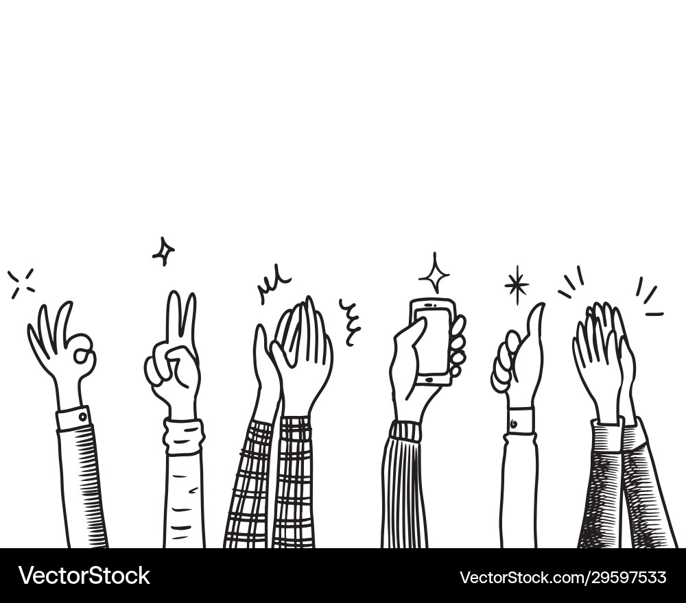 Hand drawn sketch style human hands clapping Vector Image