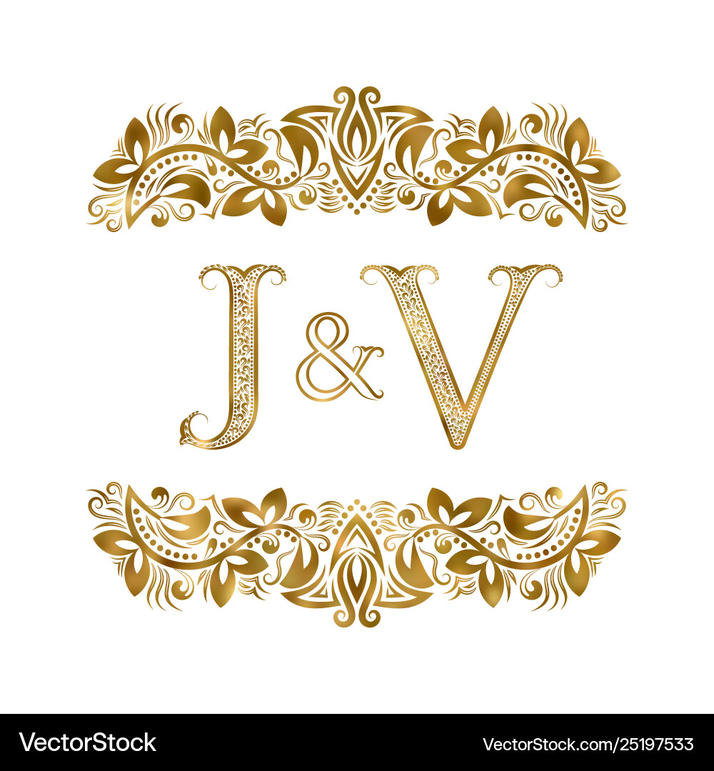 J and v vintage initials logo symbol letters Vector Image