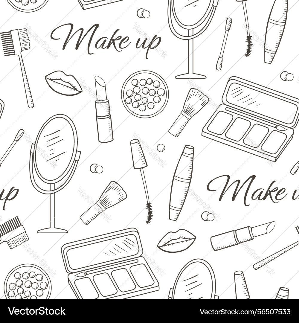 Make up and cosmetics seamless pattern Royalty Free Vector