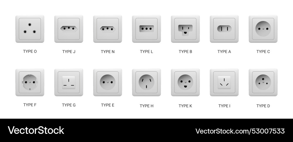 Power sockets types electricity Royalty Free Vector Image