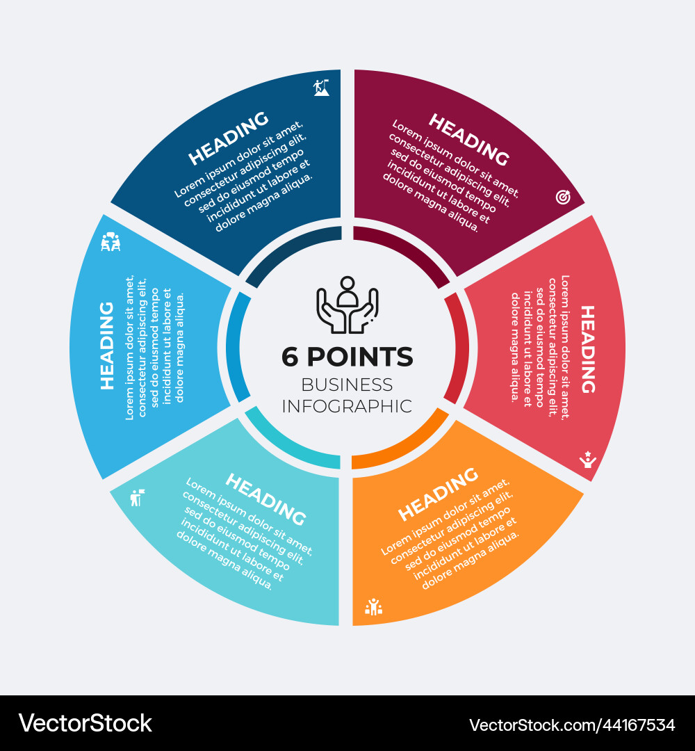 6 points business infographic template design Vector Image
