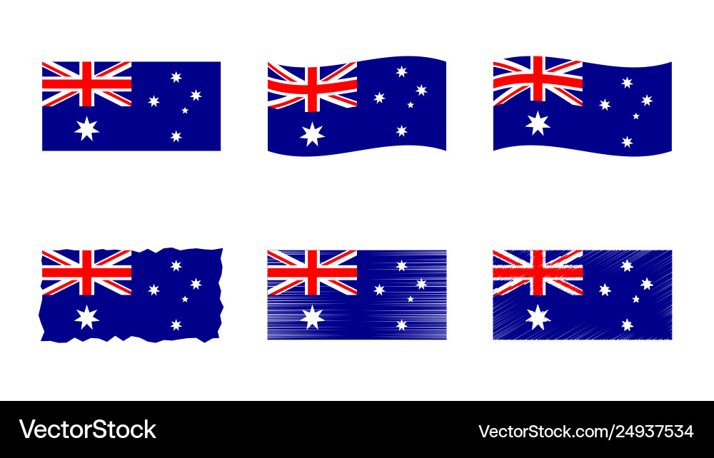 Australia flag set official Royalty Free Vector Image