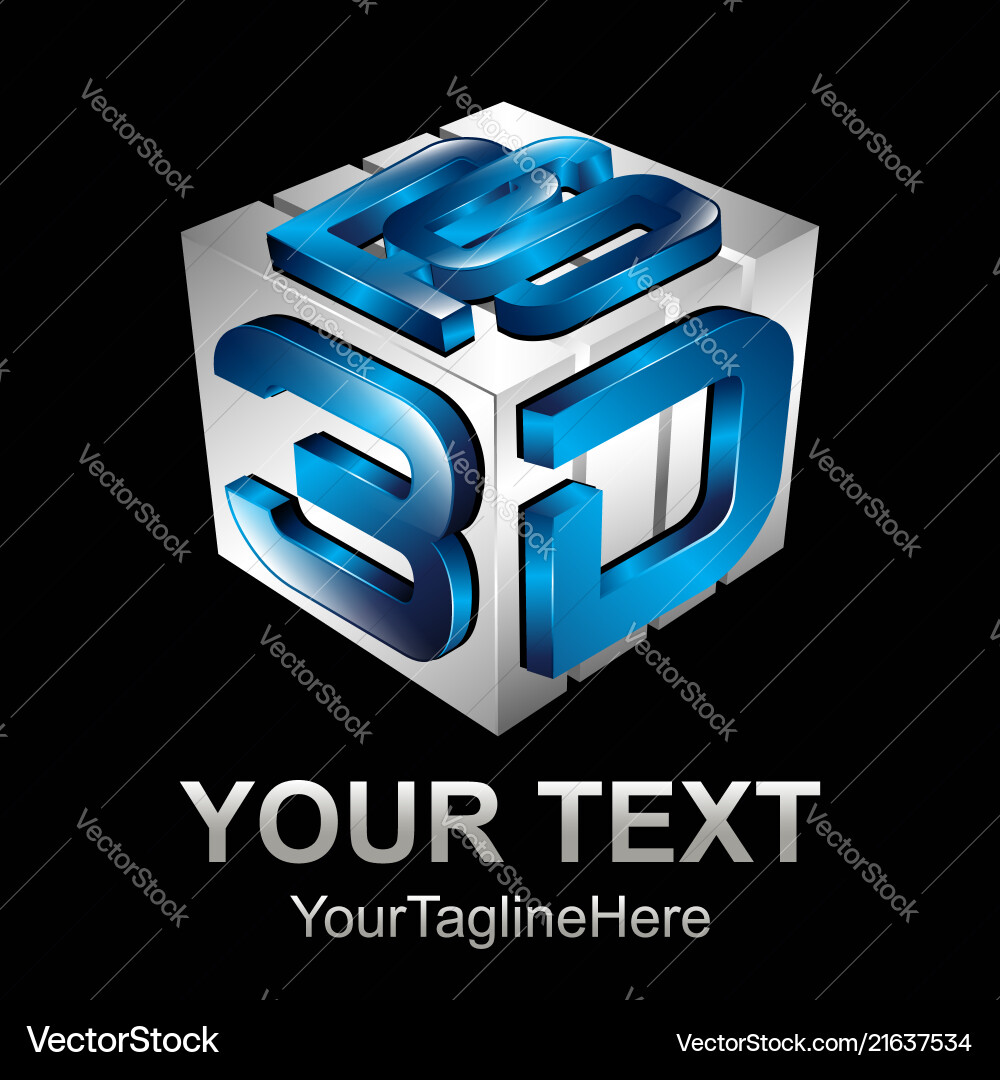 Cube box letter 3d style in blue and grey logo Vector Image