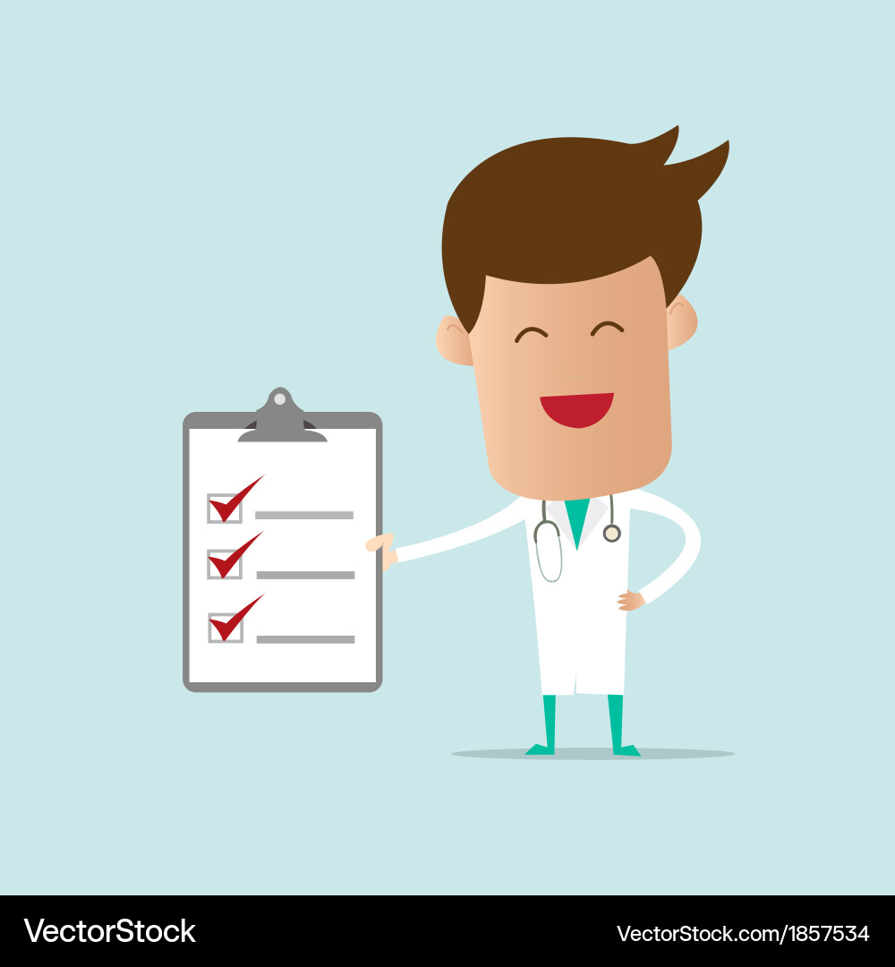 Doctor holding checklist note Royalty Free Vector Image