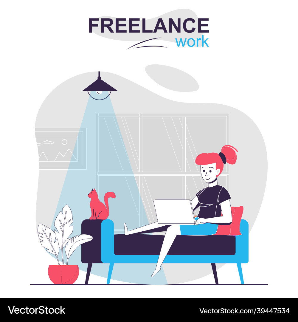 Freelance work isolated cartoon concept Royalty Free Vector