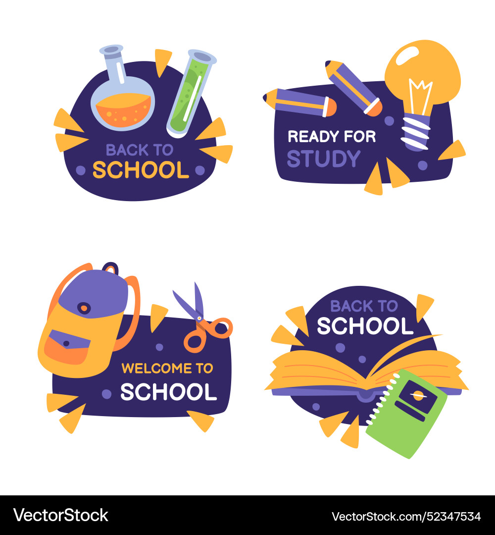 Hand drawn back to school labels collection Vector Image
