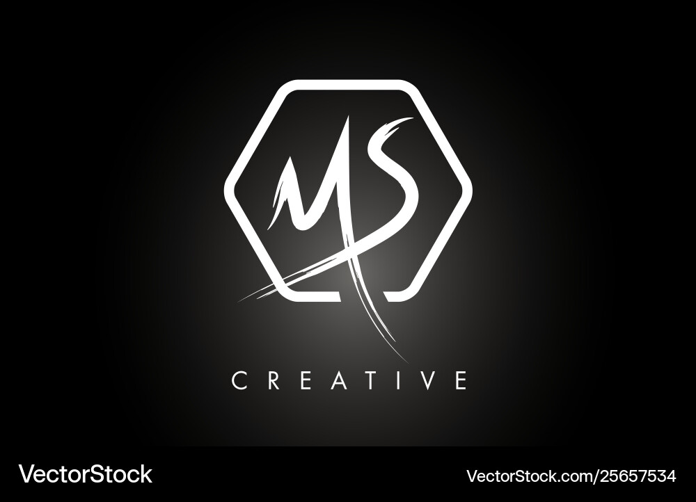 Ms m s brushed letter logo design with creative Vector Image