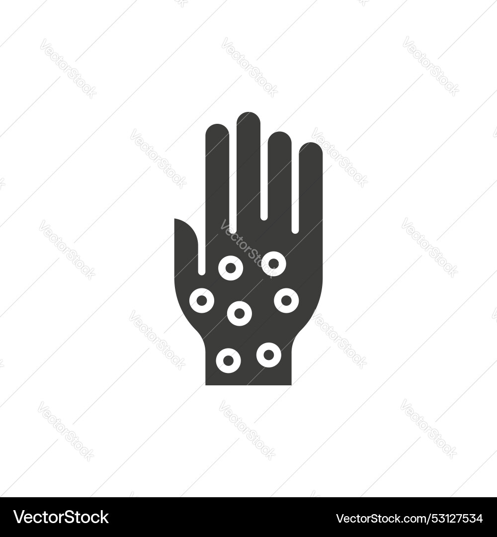 Rash hand line icon isolated on white background Vector Image