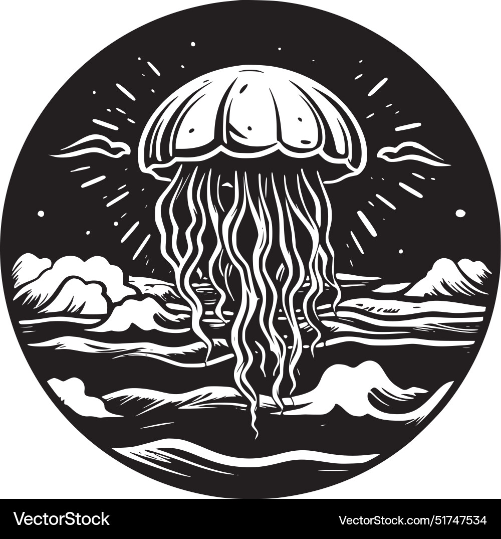 Sea - black and white isolated icon Royalty Free Vector