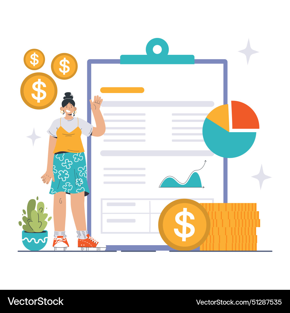 Financial statement concept flat Royalty Free Vector Image