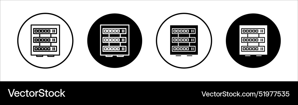 Server rack flat line icon set server rack thin Vector Image