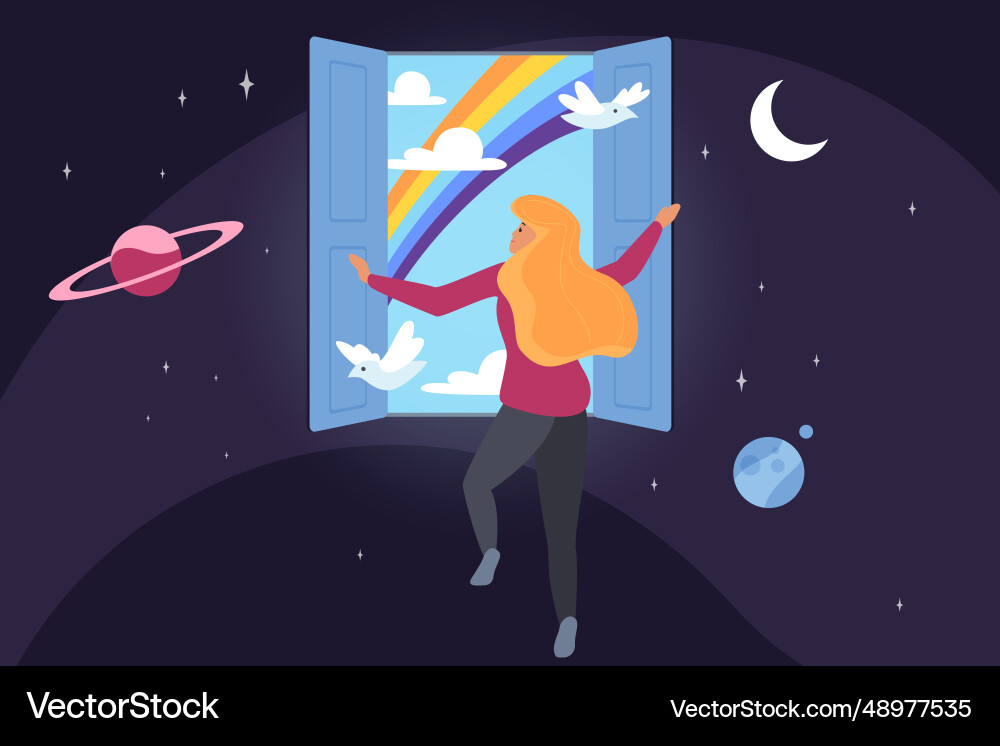 Step into fantasy world freedom and hope forward Vector Image