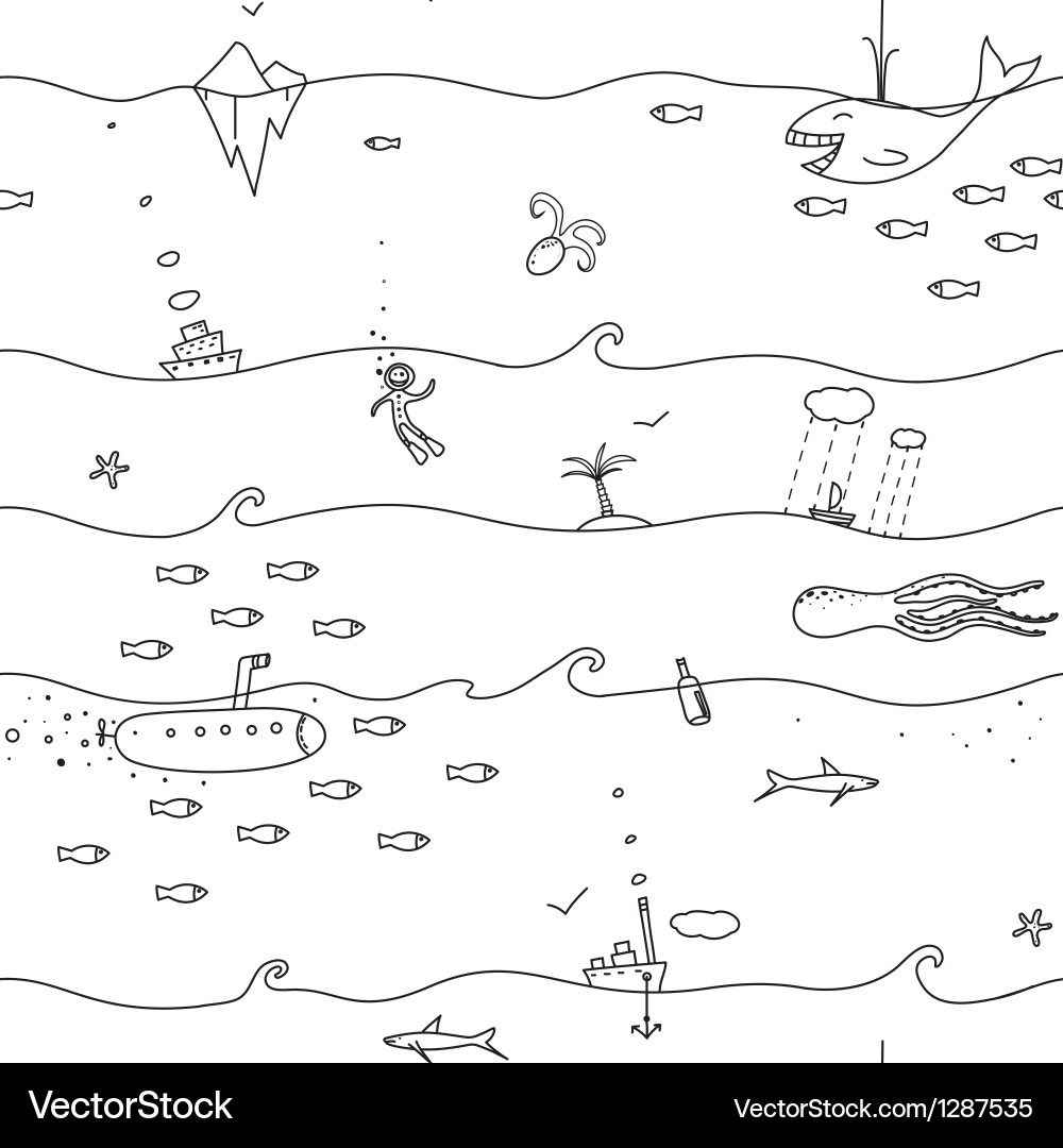 Underwater seamless lines pattern Royalty Free Vector Image