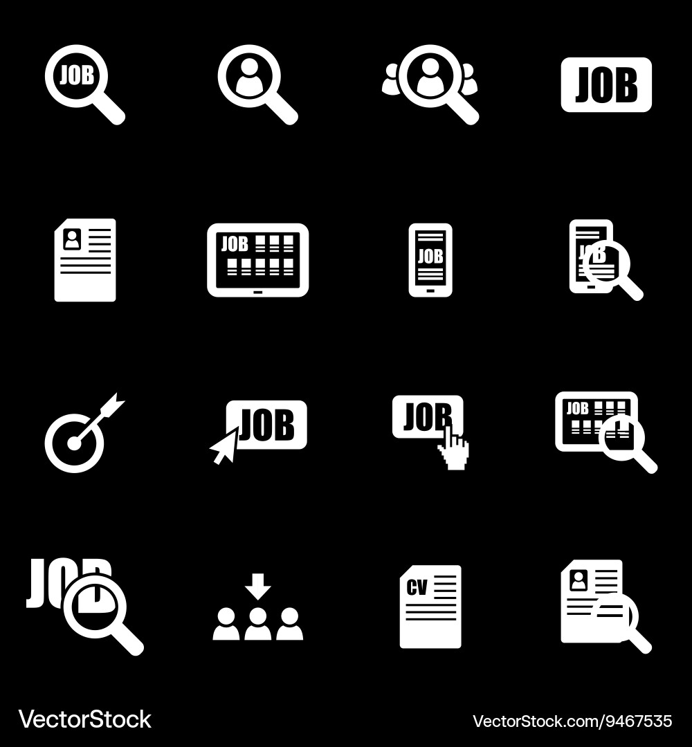White job search icon set Royalty Free Vector Image