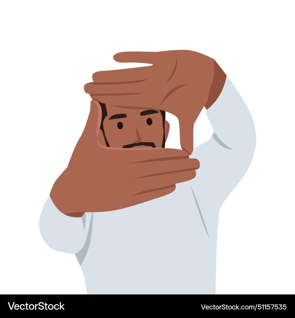 Young man focusing with his fingers making frame Vector Image