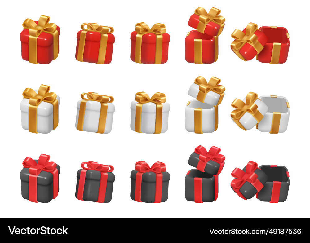Carton gift boxes with ribbons and lid Royalty Free Vector