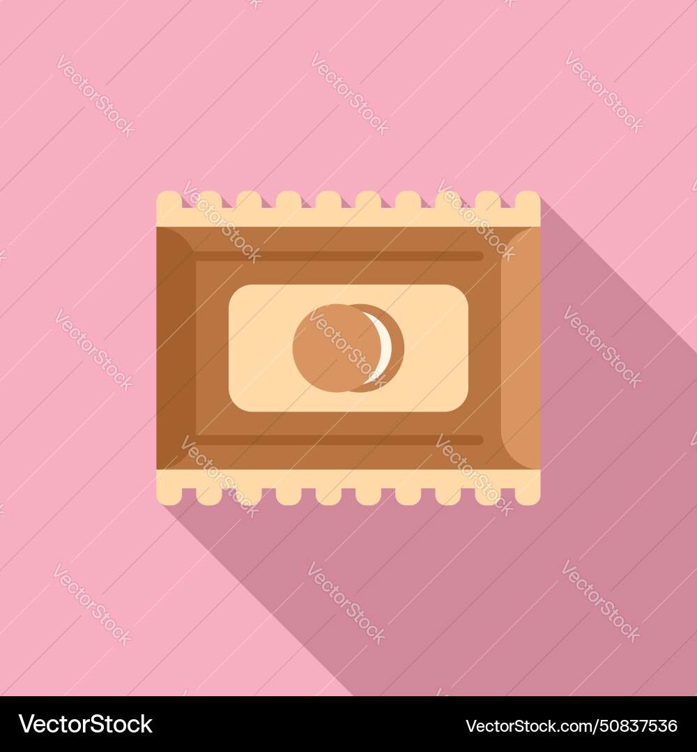 Cream cookie food icon flat snack pack Royalty Free Vector