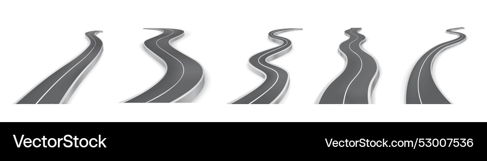 Curvy realistic asphalt roads highway Royalty Free Vector