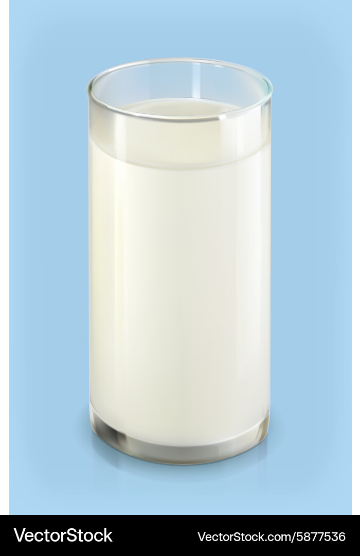 Glass of milk object on blue background Royalty Free Vector