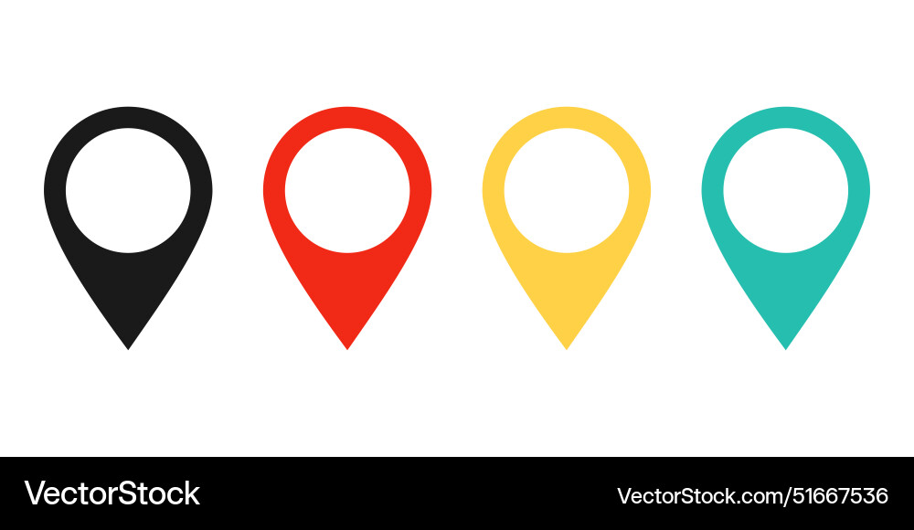 Pin icon set or location collection Royalty Free Vector