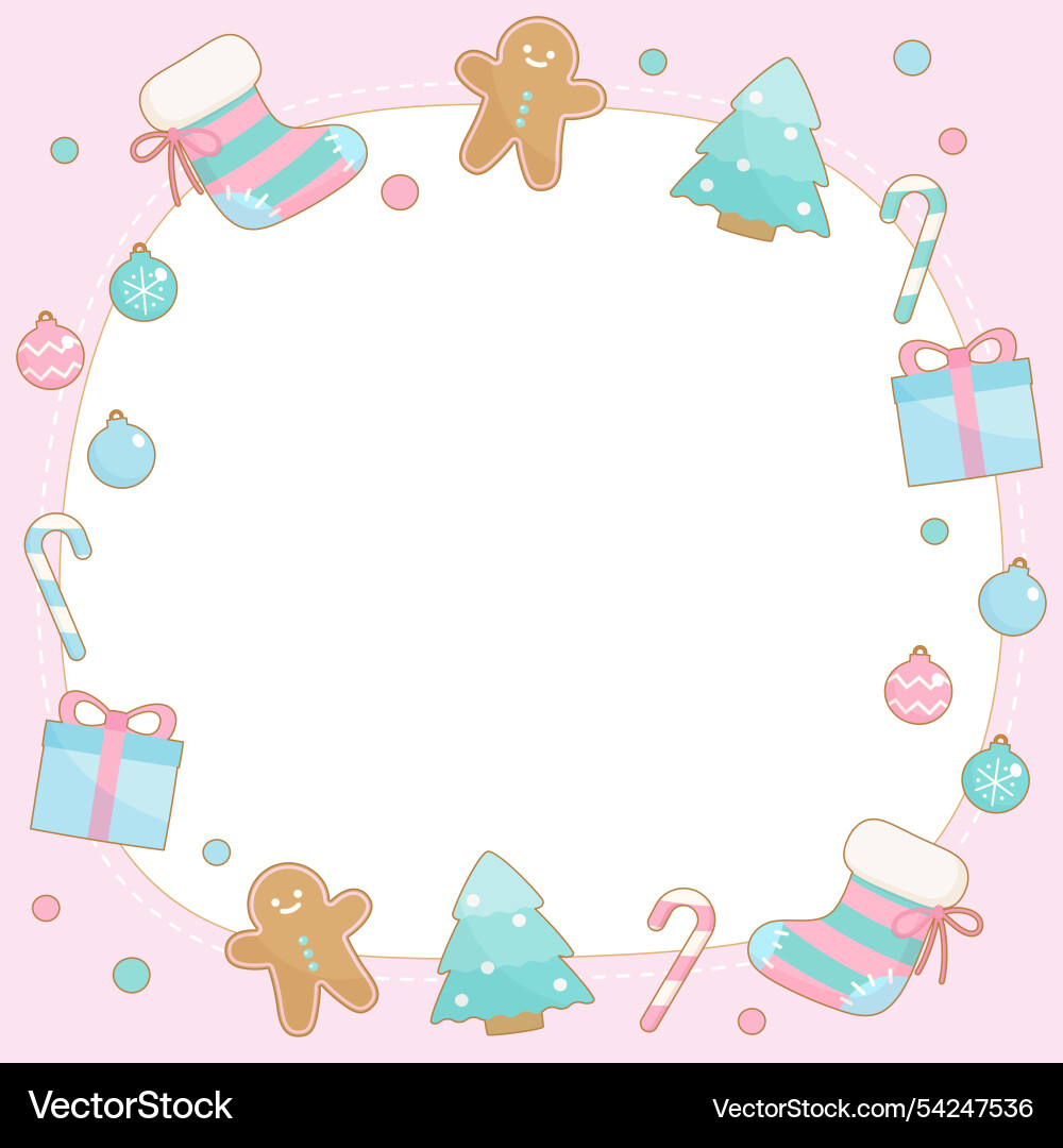 Pink christmas ornament frame 1 Royalty Free Vector Image