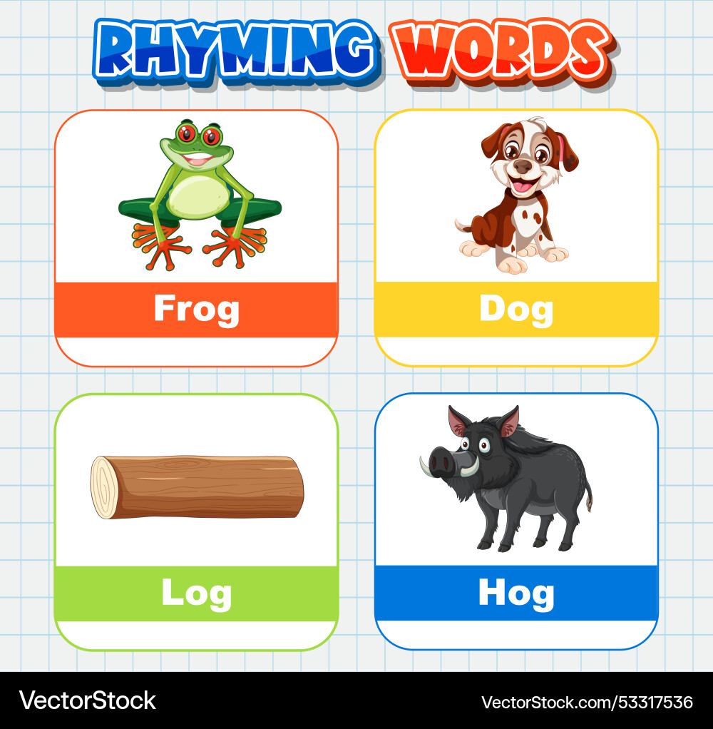 Rhyming words with images Royalty Free Vector Image