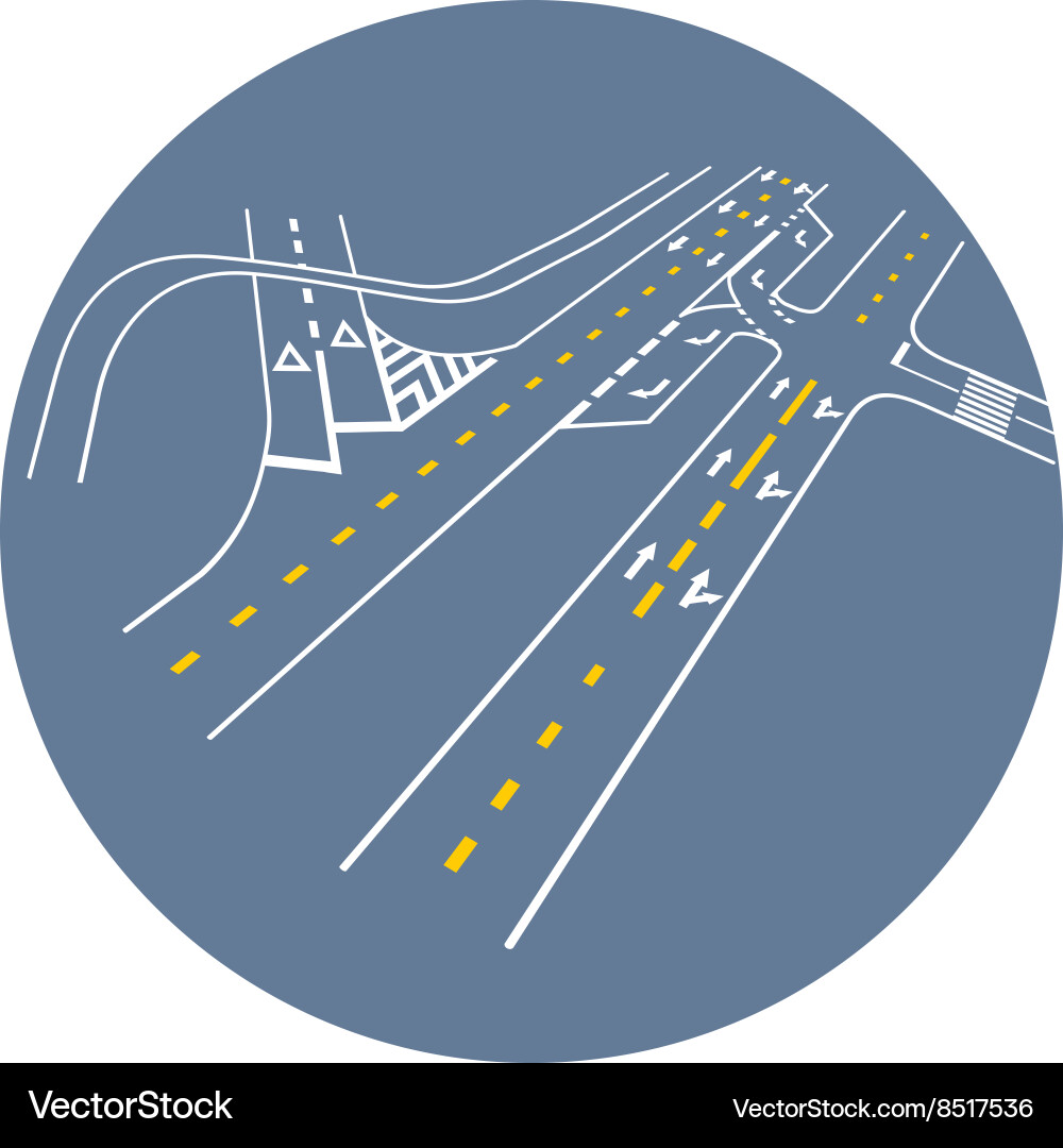 Road markings junction Royalty Free Vector Image