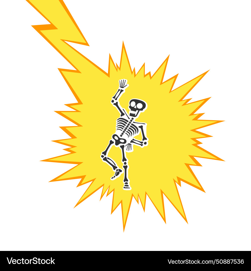 Skeleton electric shock by high voltage Royalty Free Vector