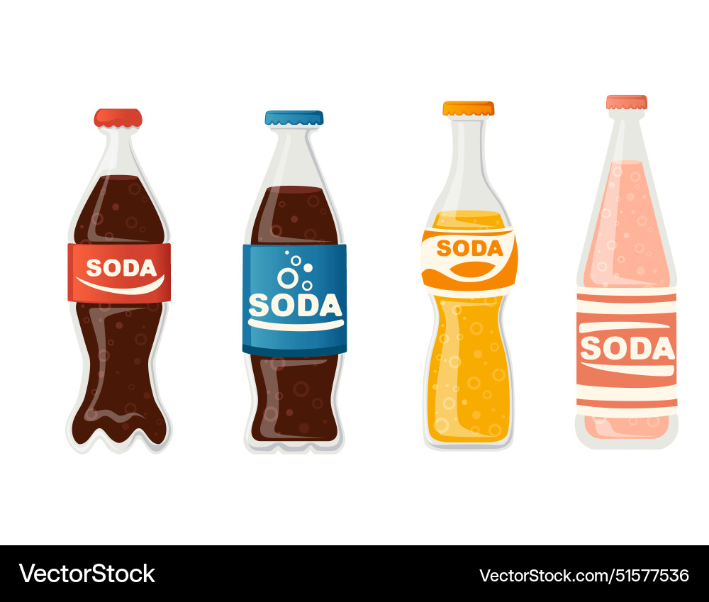 Soda bottles set with label glass Royalty Free Vector Image