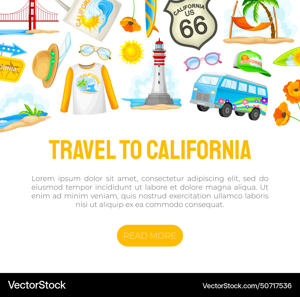 Welcome to california banner design with sunny Vector Image