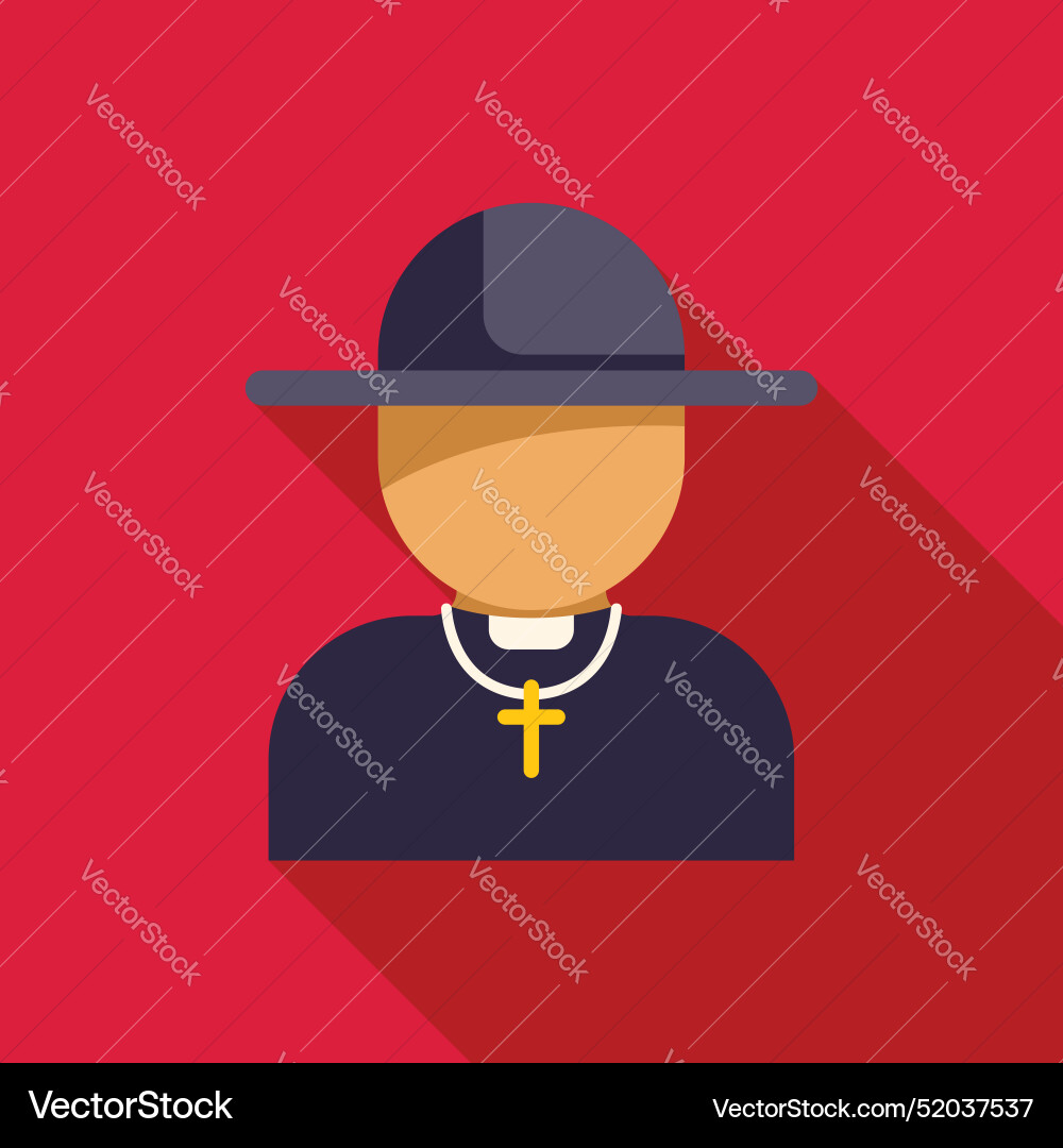 Catholic priest wearing cassock and hat with cross