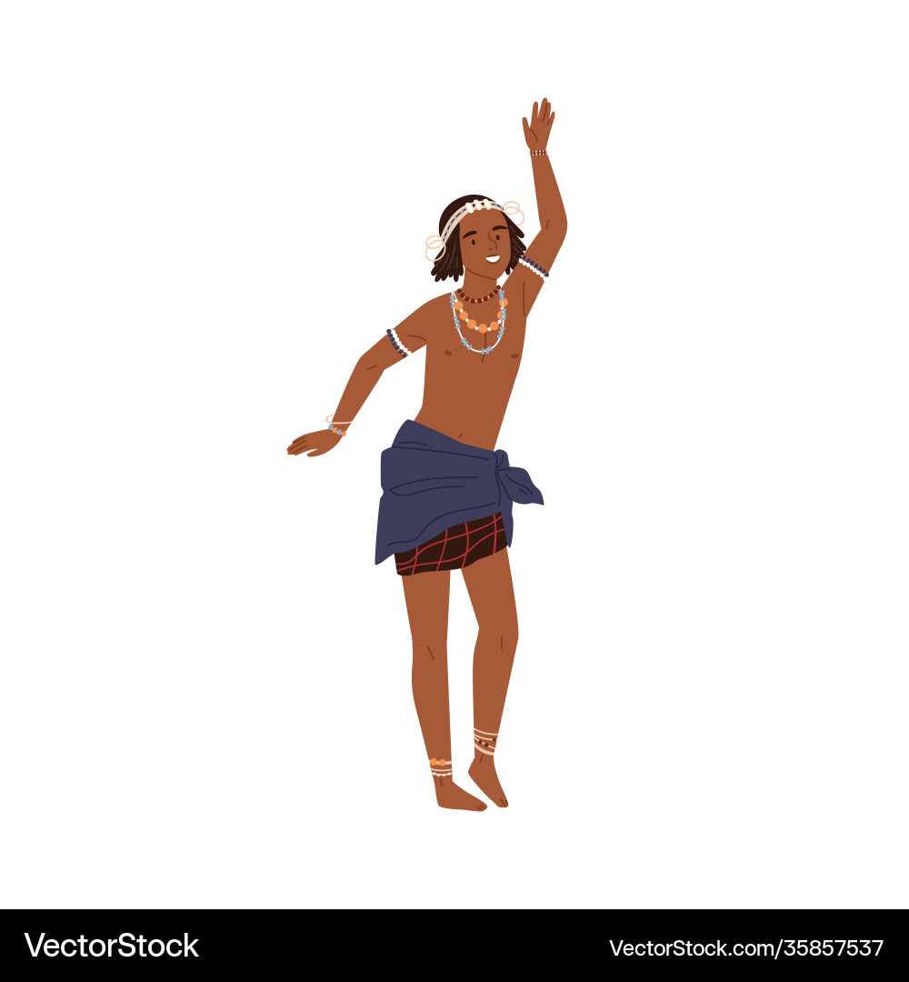 Cute african boy dancing tribal ritual dance Vector Image
