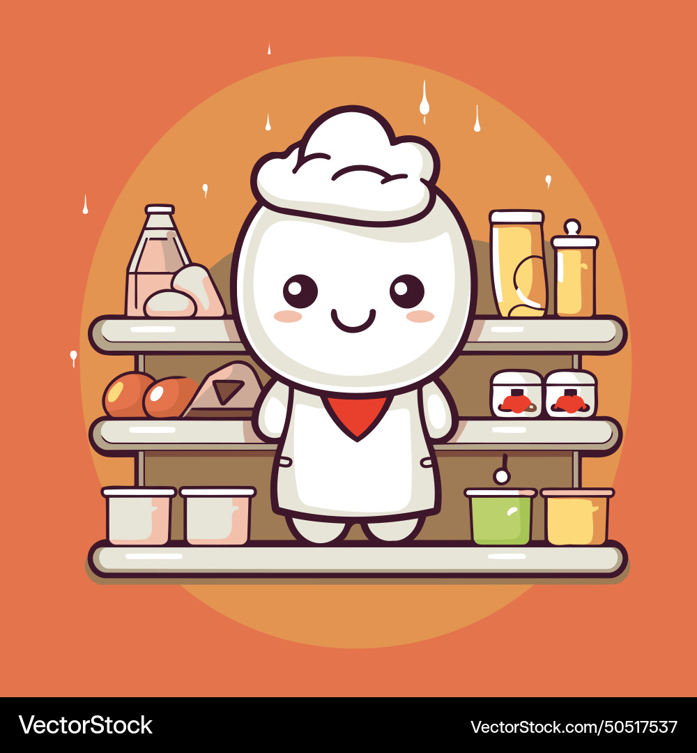 Cute cartoon chef character standing Royalty Free Vector