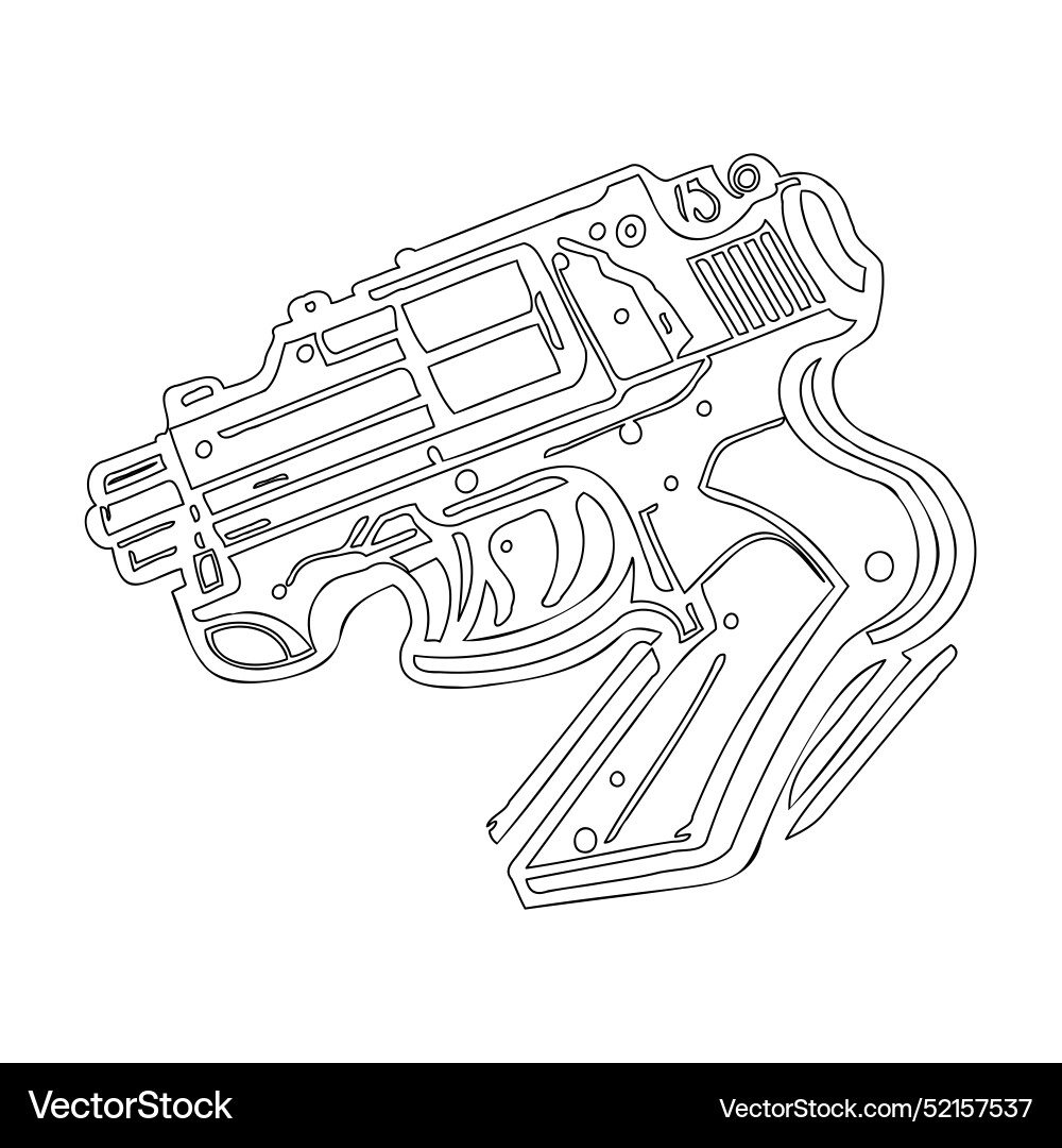 Gun galaxy outline sketch Royalty Free Vector Image