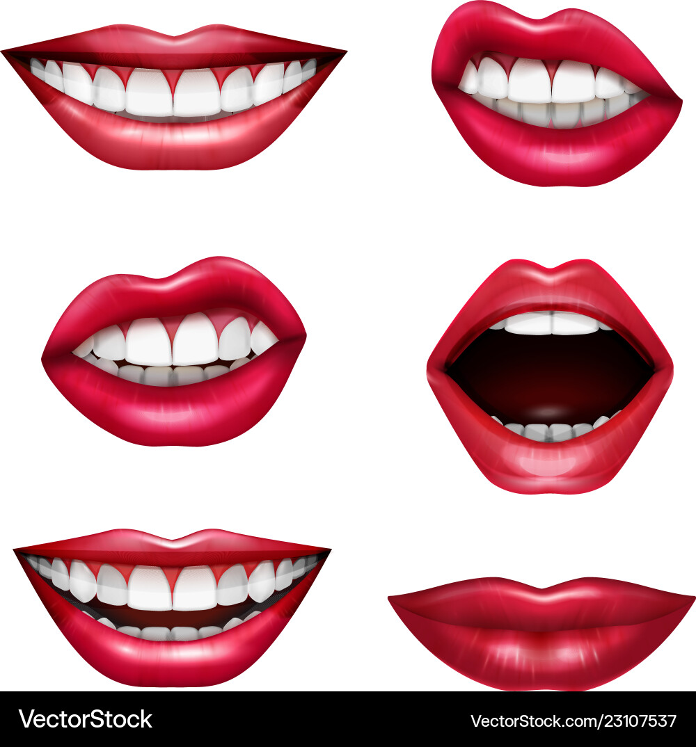 Mouth expressions realistic set Royalty Free Vector Image