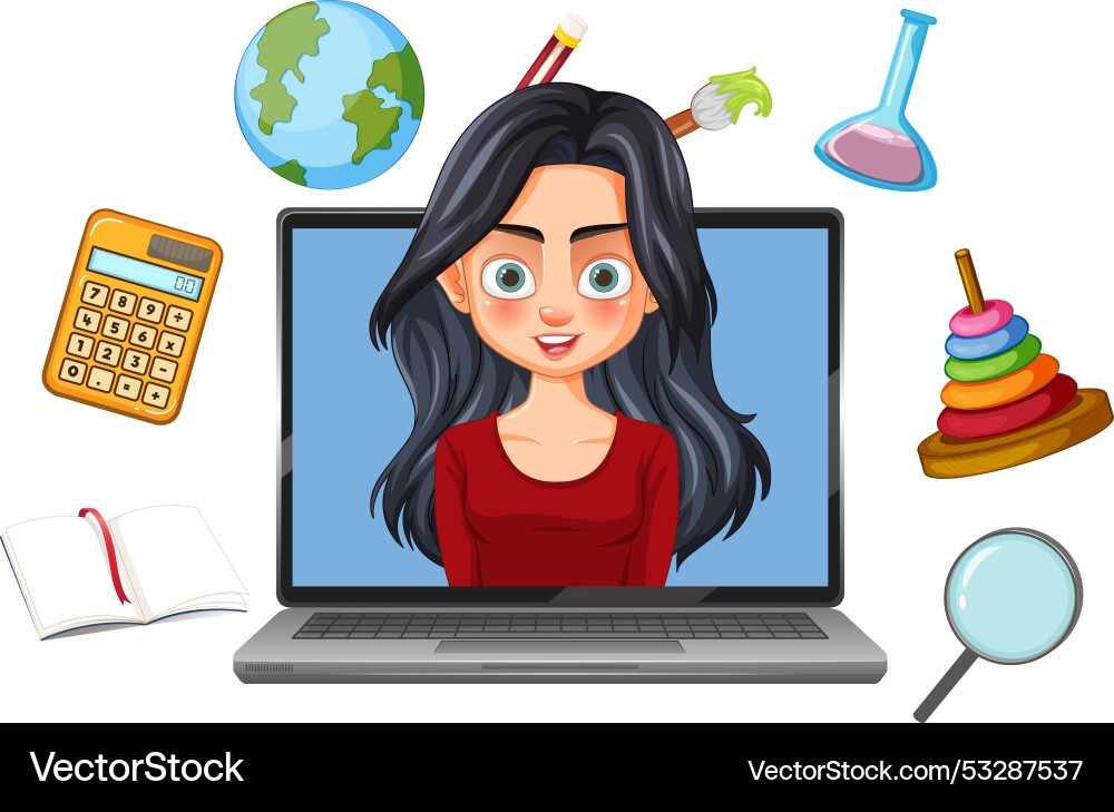 Online learning with educational tools Royalty Free Vector
