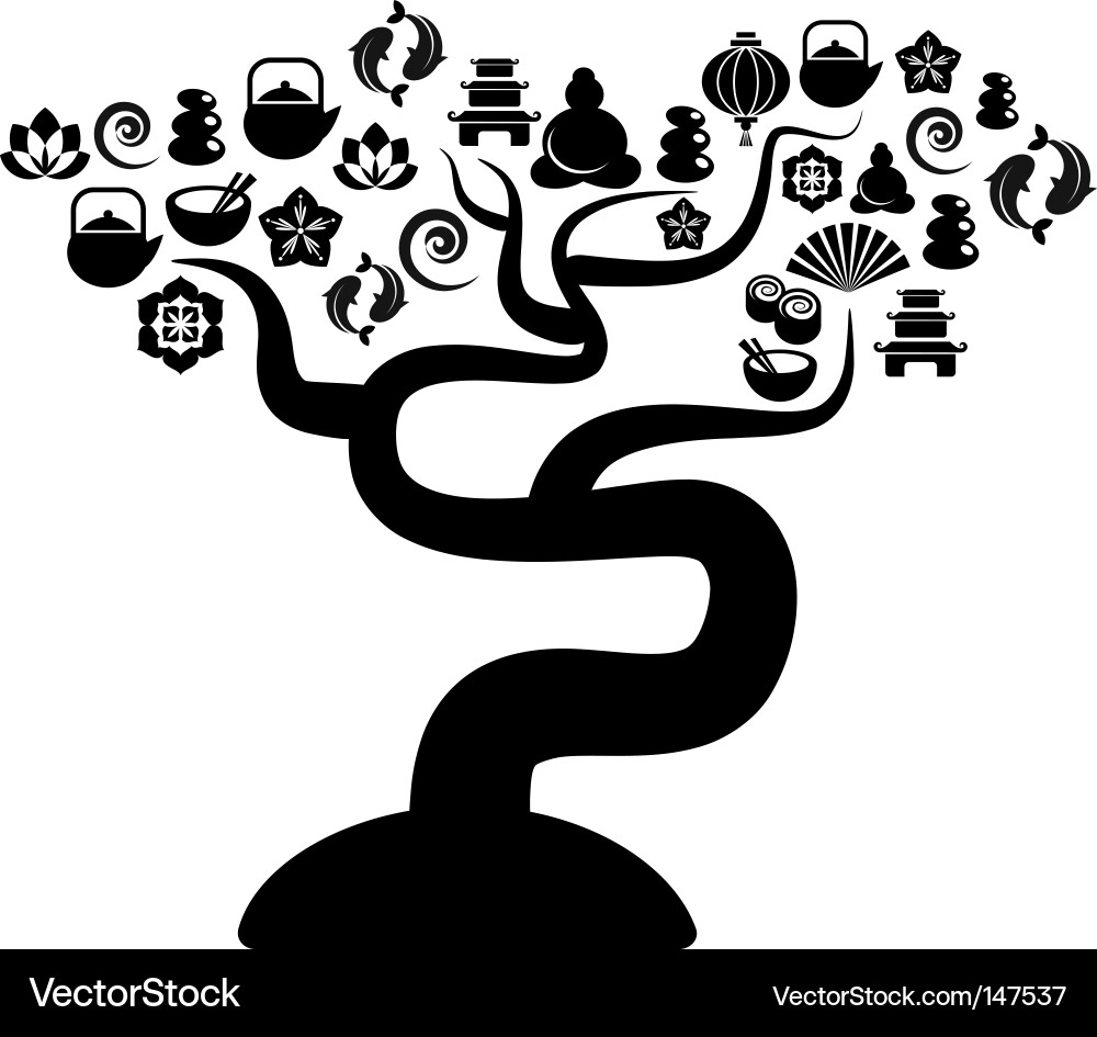 Zen icons tree Royalty Free Vector Image - VectorStock