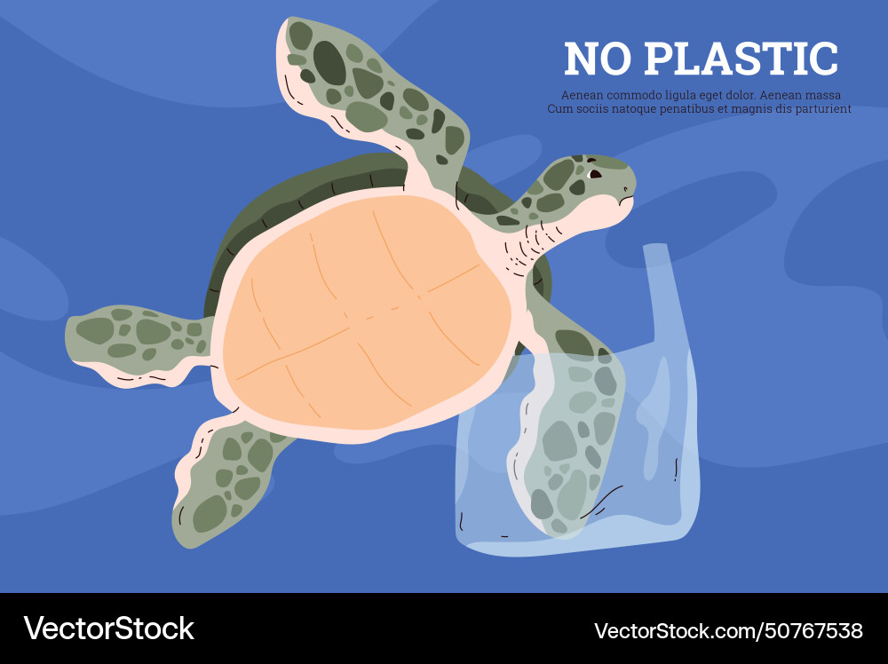 Anti-plastic pollution message poster Royalty Free Vector