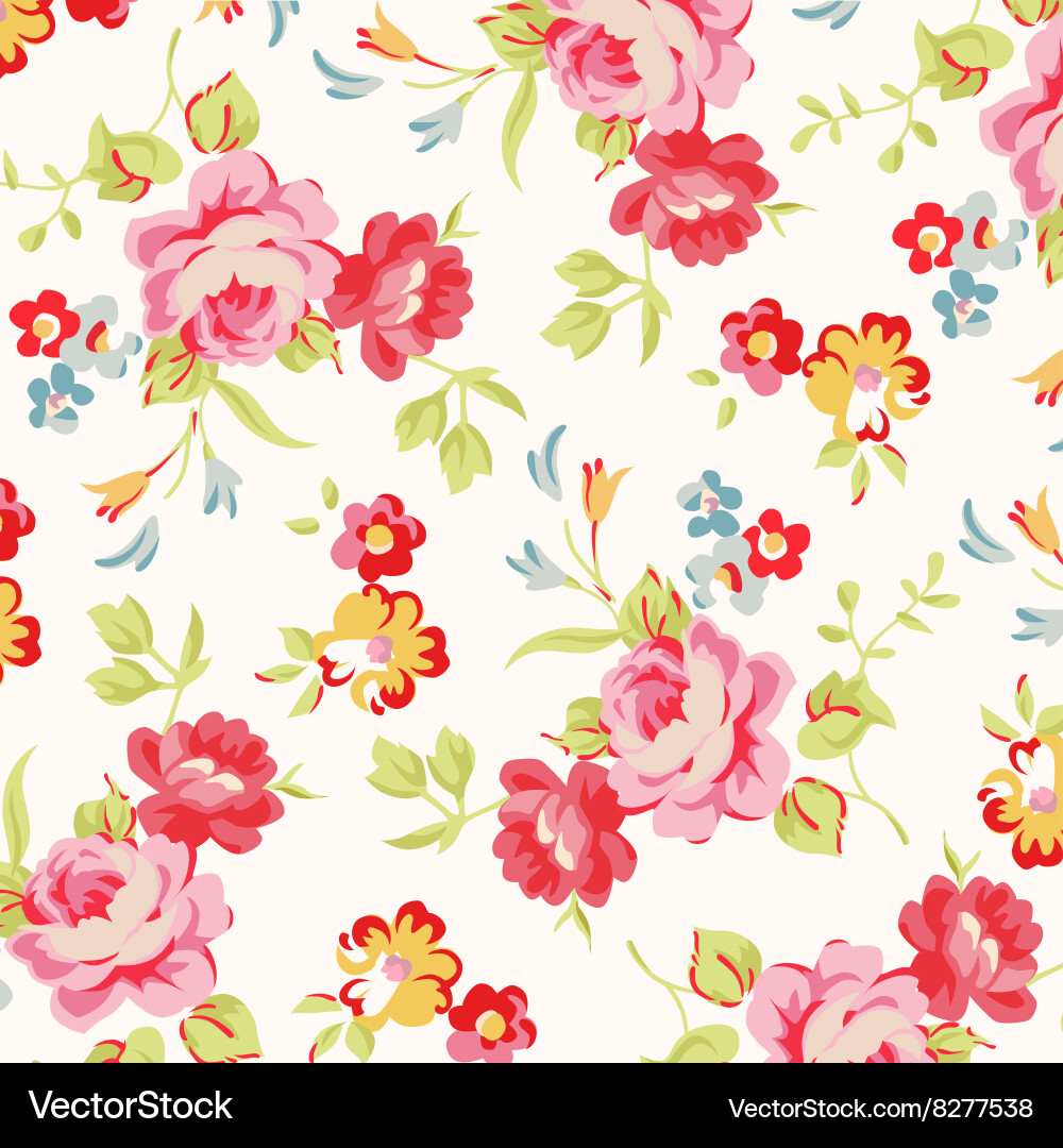 Beautiful floral seamless pattern with red roses Vector Image