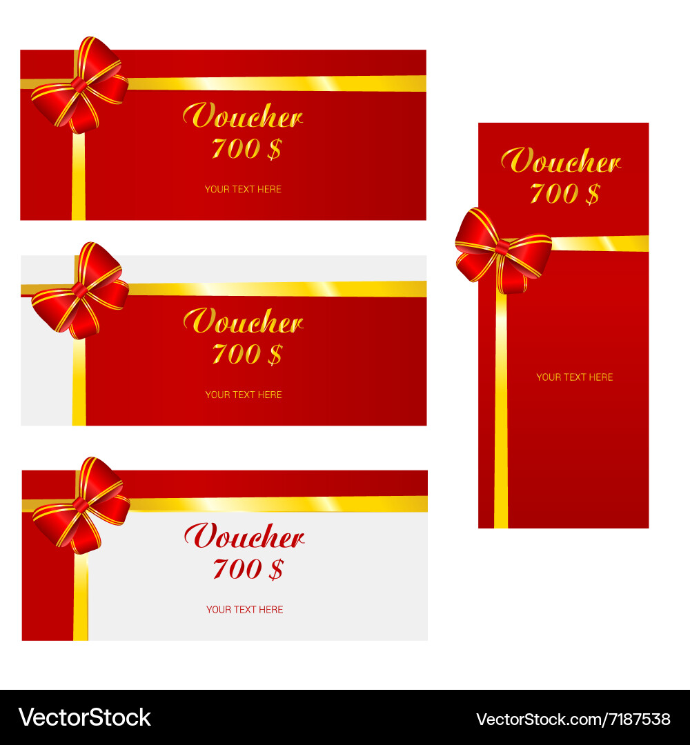 Bow voucher red Royalty Free Vector Image - VectorStock