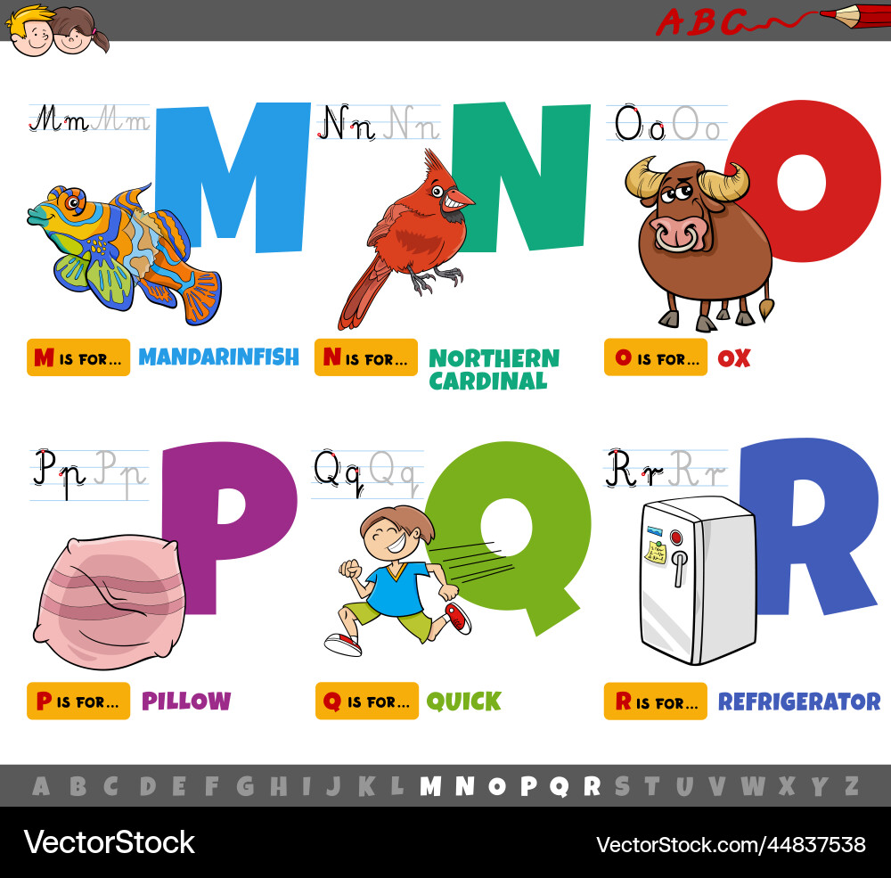 Educational cartoon alphabet letters for children Vector Image