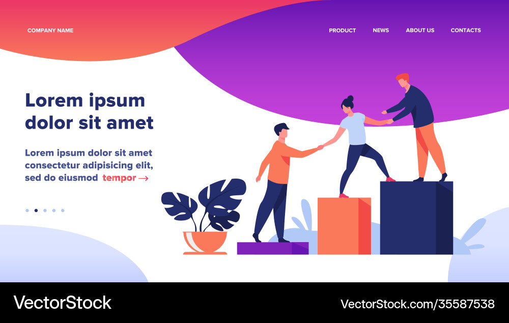 Employees giving hands and helping colleagues Vector Image