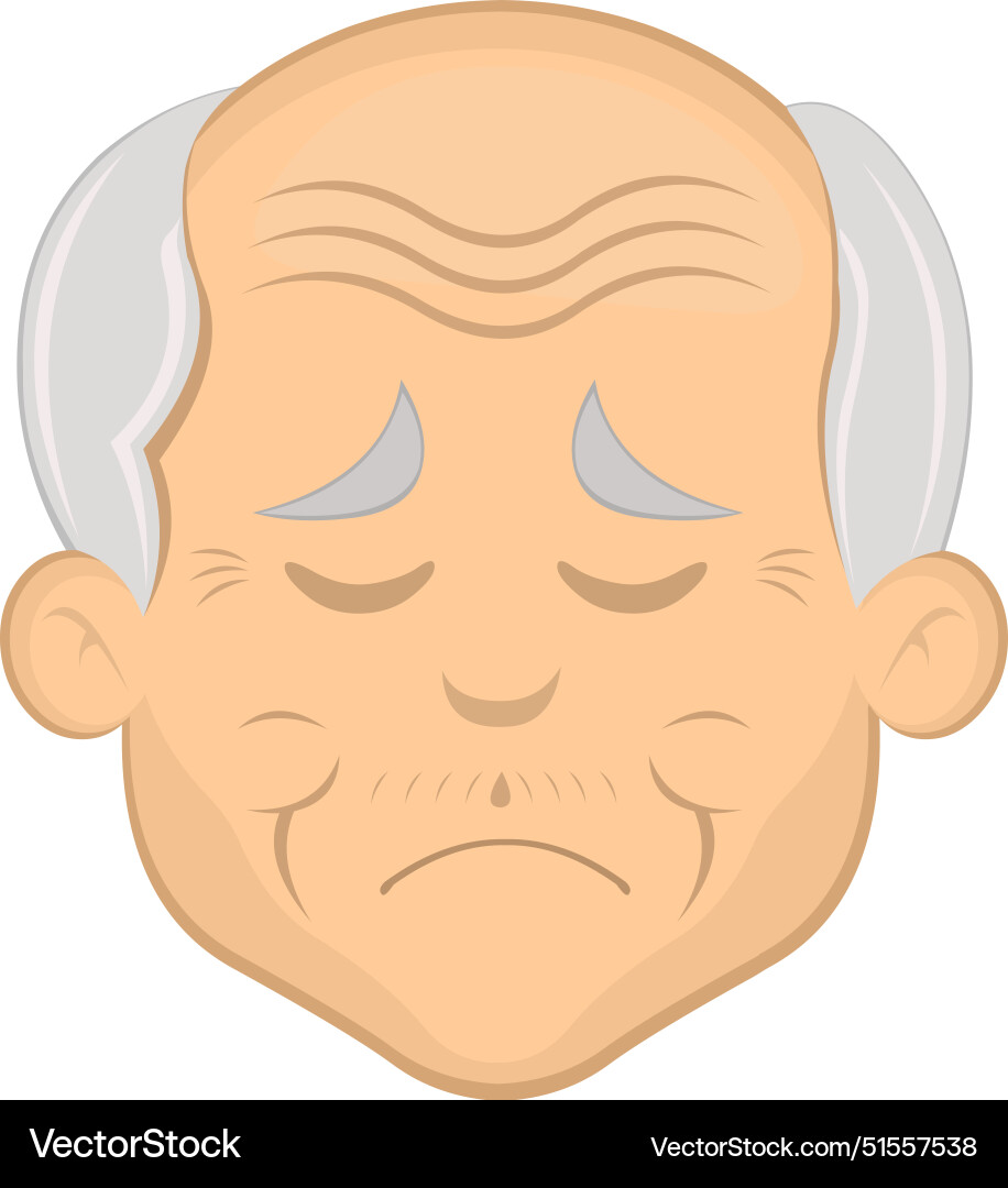 Face old man grandfather sad expression Royalty Free Vector