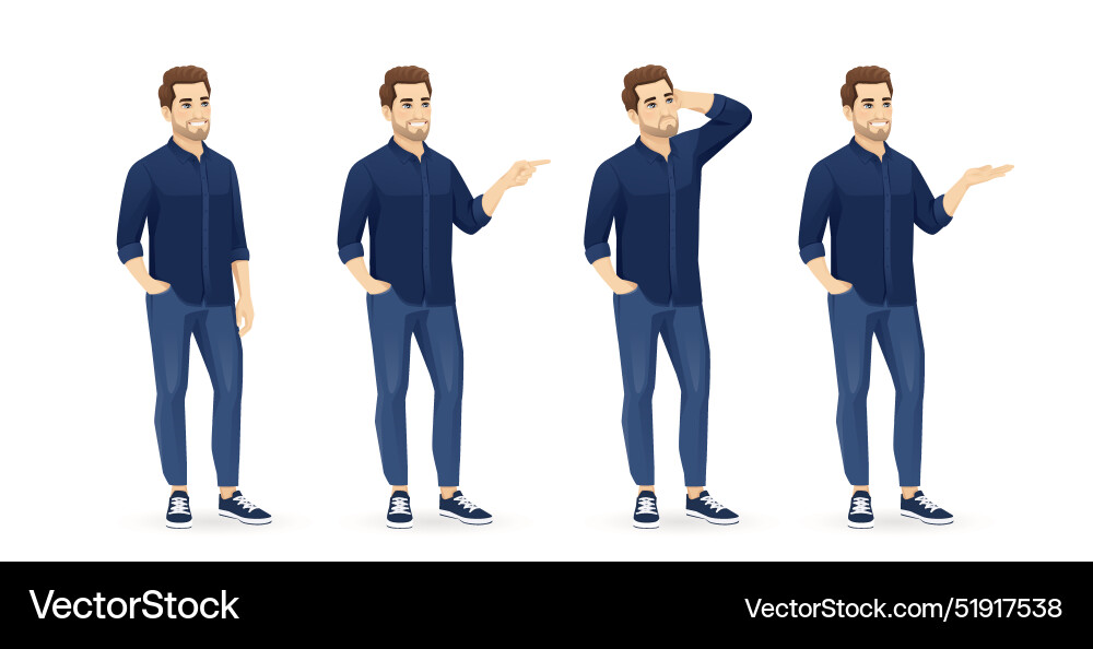 Handsome young casual man set Royalty Free Vector Image