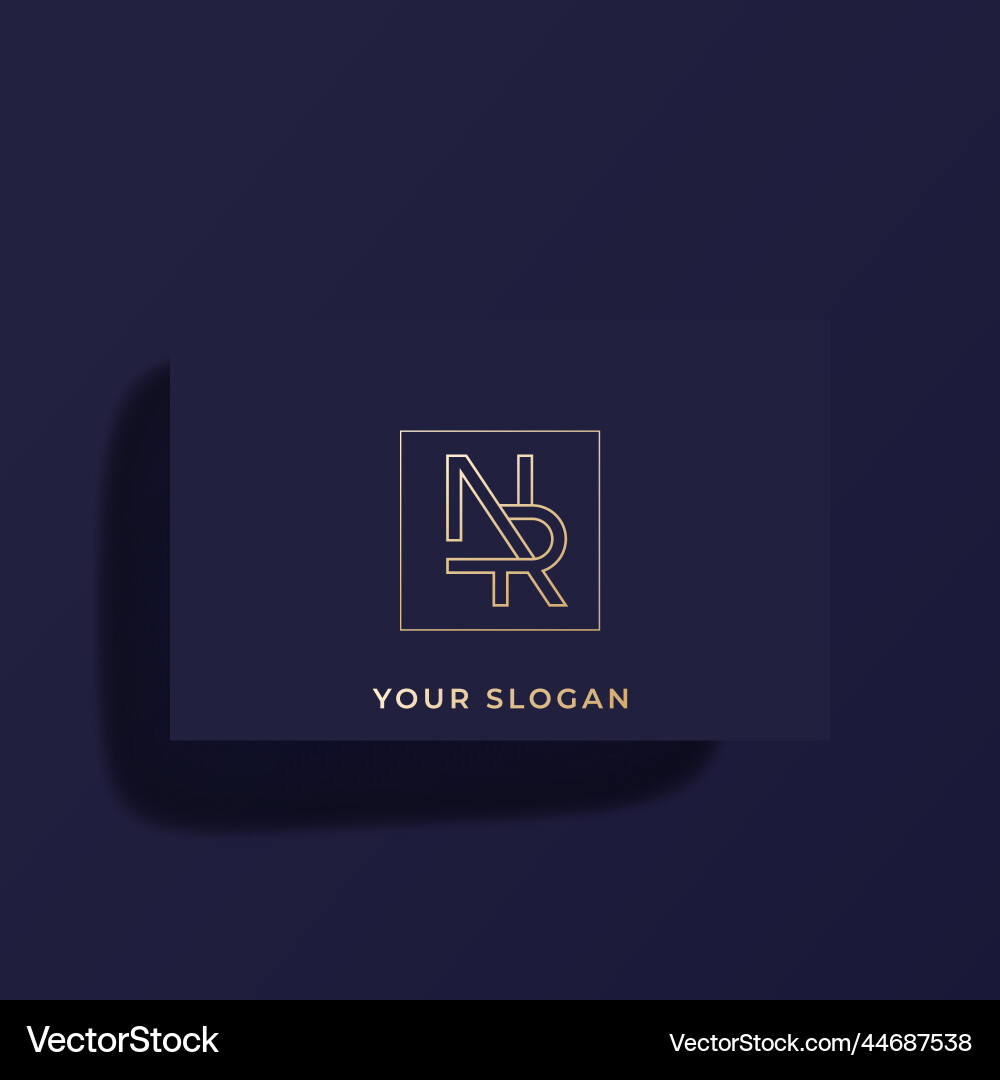 Nr monogram letters logo on a card Royalty Free Vector Image