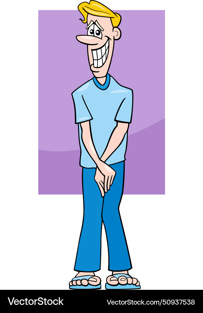 Surprised or ashamed cartoon young man comic Vector Image