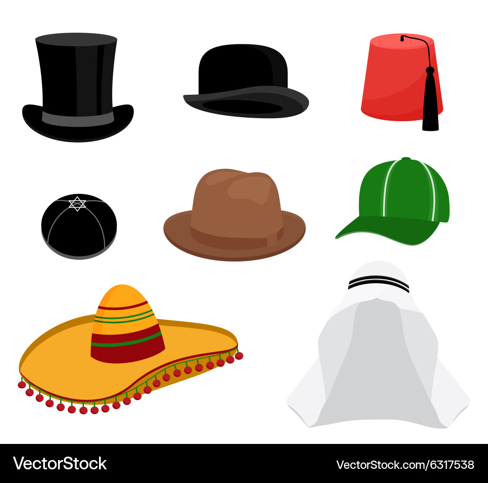 Traditional hat set Royalty Free Vector Image - VectorStock