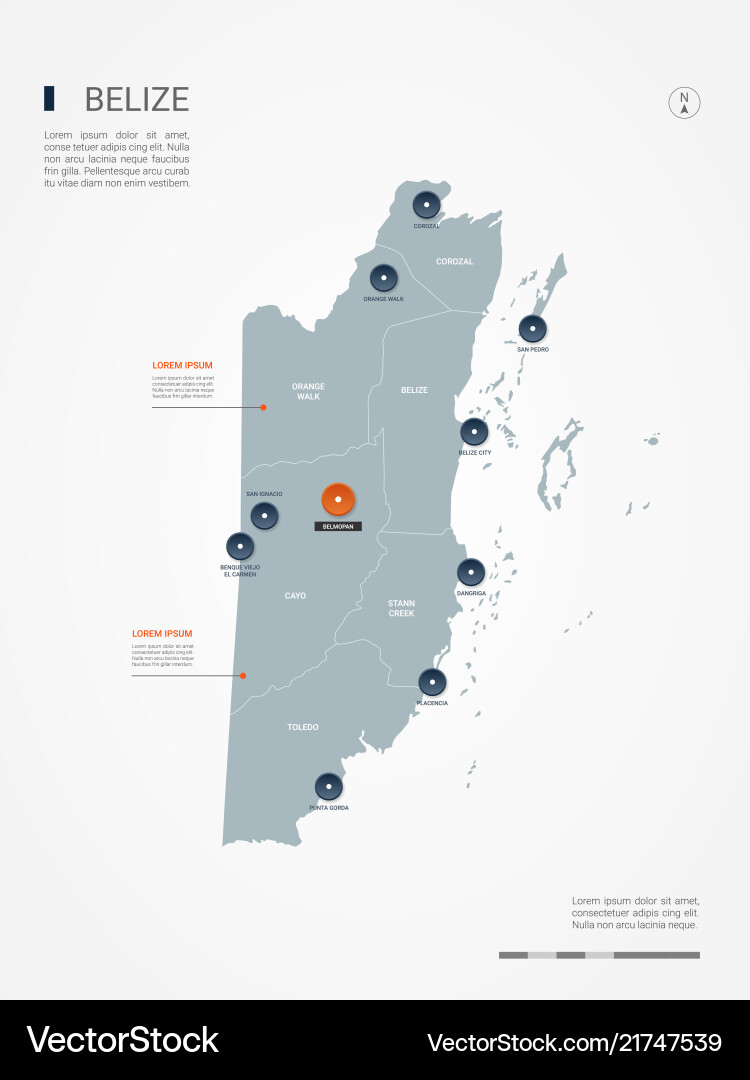 Belize infographic map Lizenzfreies Vektorbild