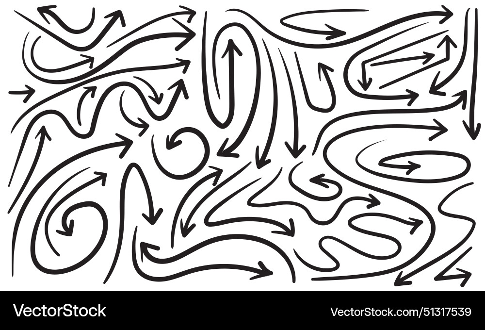 Black arrow freehand set Royalty Free Vector Image