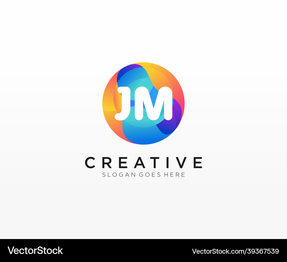 Jm initial logo with colorful circle template Vector Image